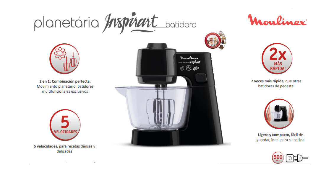 Moulinex Batidora Planetaria Negra | Farmashop